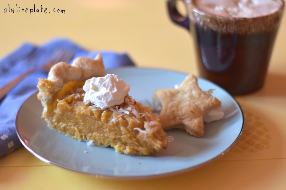 Cindy Knopp’s white sweet potato coconut pie – OLD LINE PLATE